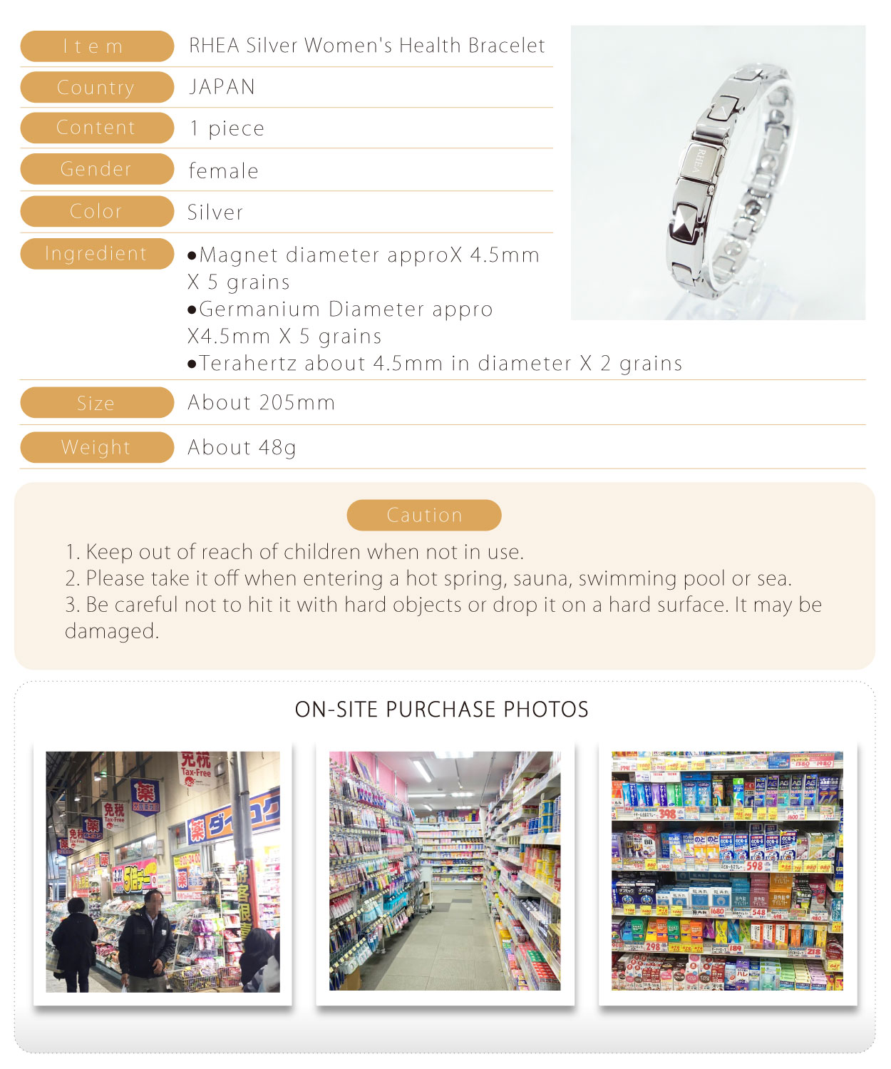 RHEA Silver Women's Health Bracelet - JP drugstore